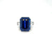 Emory 25 Carat Emerald Cut Blue Sapphire Ring in 18 Karat White Gold A ...