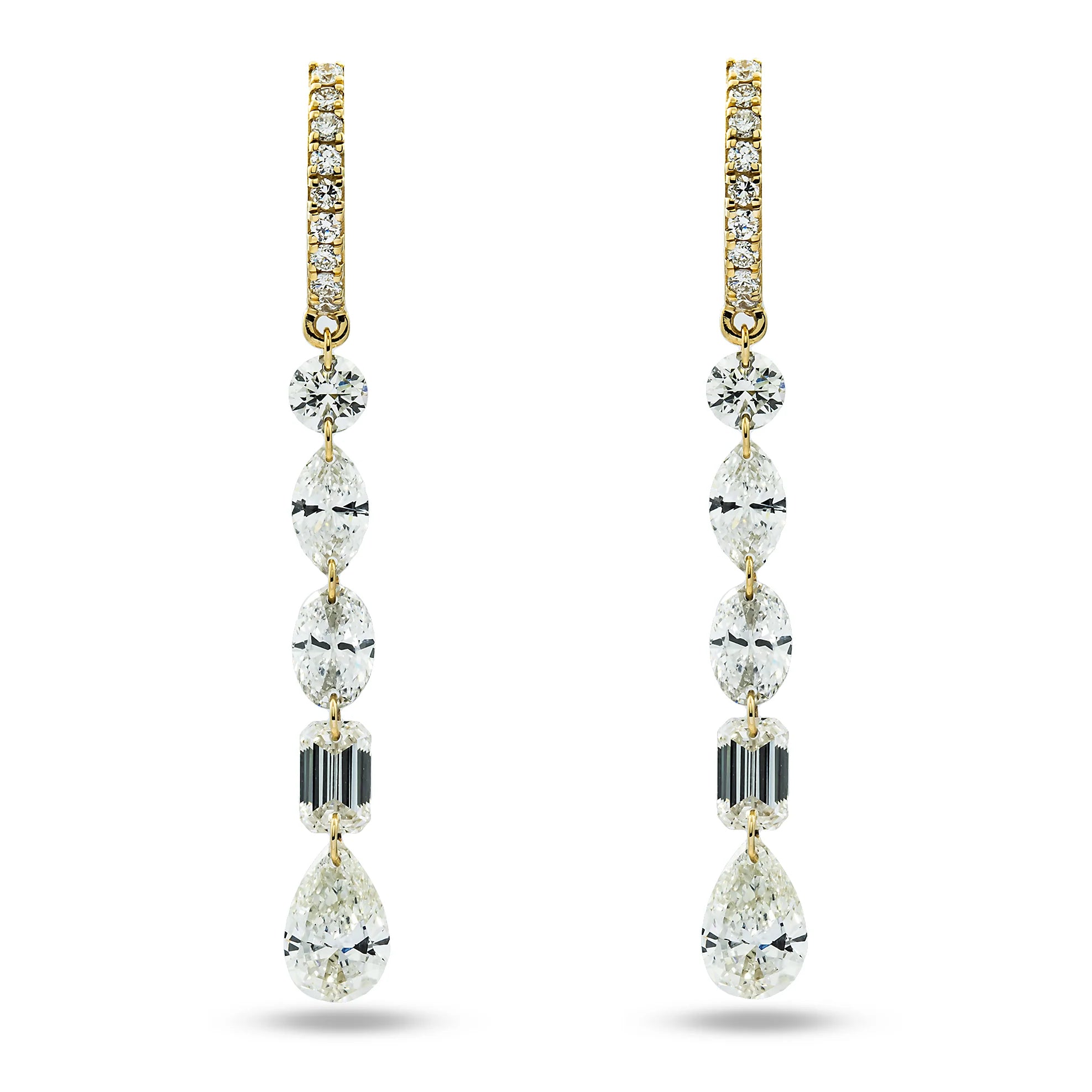 Lavinia 5 Carat Combined Mix Shape Lab Grown Diamond Huggie Drop Earri ...