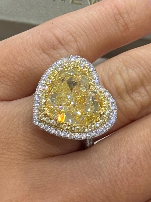 Madina 12 Carat Heart Shape Diamond Engagement Ring in 18k White Gold ...